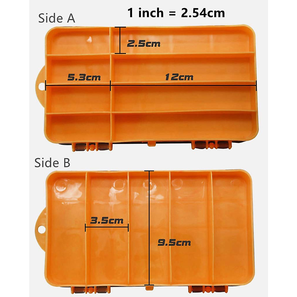 Toasis Two Sided Plastic Box Fishing Lure Storage Container Organizer Small Fishing Tackle Box (Orange)