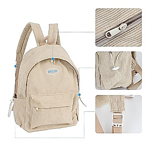 Felite Fnn Women Large Striped Corduroy Backpack Casual Multipurpose Daypack Travel Rucksack