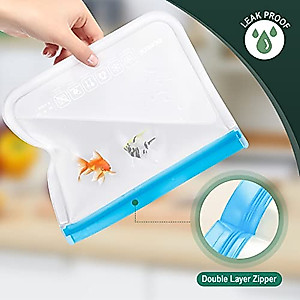 Dishwasher Safe Reusable Storage Bags, 10Pack Leakproof Reusable Freezer Bags, BPA Free PEVE Reusable Sandwich Bags, Silicone Food Storage Bags(10Pack-3 Gallon + 4 Sandwich + 3 Snack)