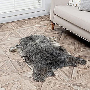 AbunHeri Reindeer Hide Rug 3 ft x 2 ft Deer Hide Rug Deer Rug Animal Skin Rugs for Bedroom Living Room Nursery Grey