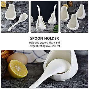 Hemoton Coffee Spoon Holder 1pc Ceramic Spoon Rest Ceramics White Pallet Commercial Ceramic Utensil Holder