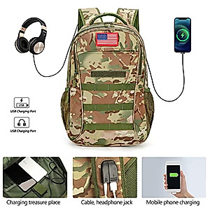 Camo Backpack for Men,Army Military Boys Backpack for School with Pen Bag,40l Waterproof Day Pack for Outdoor Travel Camping