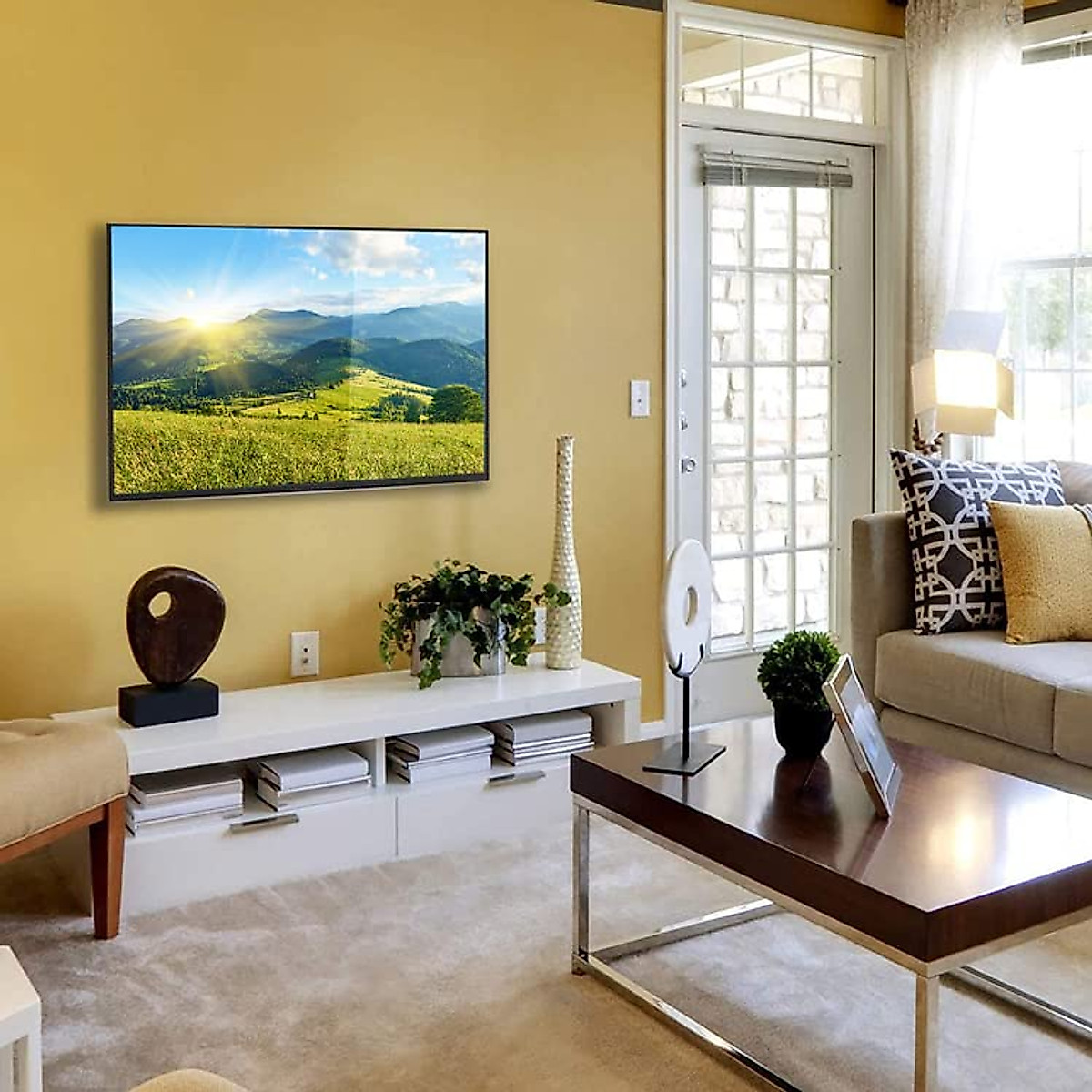 Perlegear Low Profile Fixed TV Wall Mount Bracket for Most 17-42 Inch LED LCD OLED Flat Curved Screen TVs, Ultra Slim and Space Saving TV Mount with Max VESA 200 x 200mm and 66 lbs, Fits 8 Inch Studs