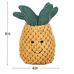 Apricot Lamb Baby Pineapple Soft Rattle Toy, Plush Stuffed Fruit for Newborn Soft Hand Grip Shaker Over 0 Months (Pineapple, 4 Inches)