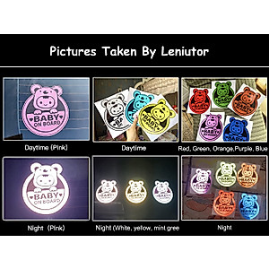 Leniutor 2Pcs Cute Koala Bear Baby On Board Car Sticker, High Intensity Reflective Baby Kids in Car Bumper Window Warning Decal, 6”x 7” (Yellow)