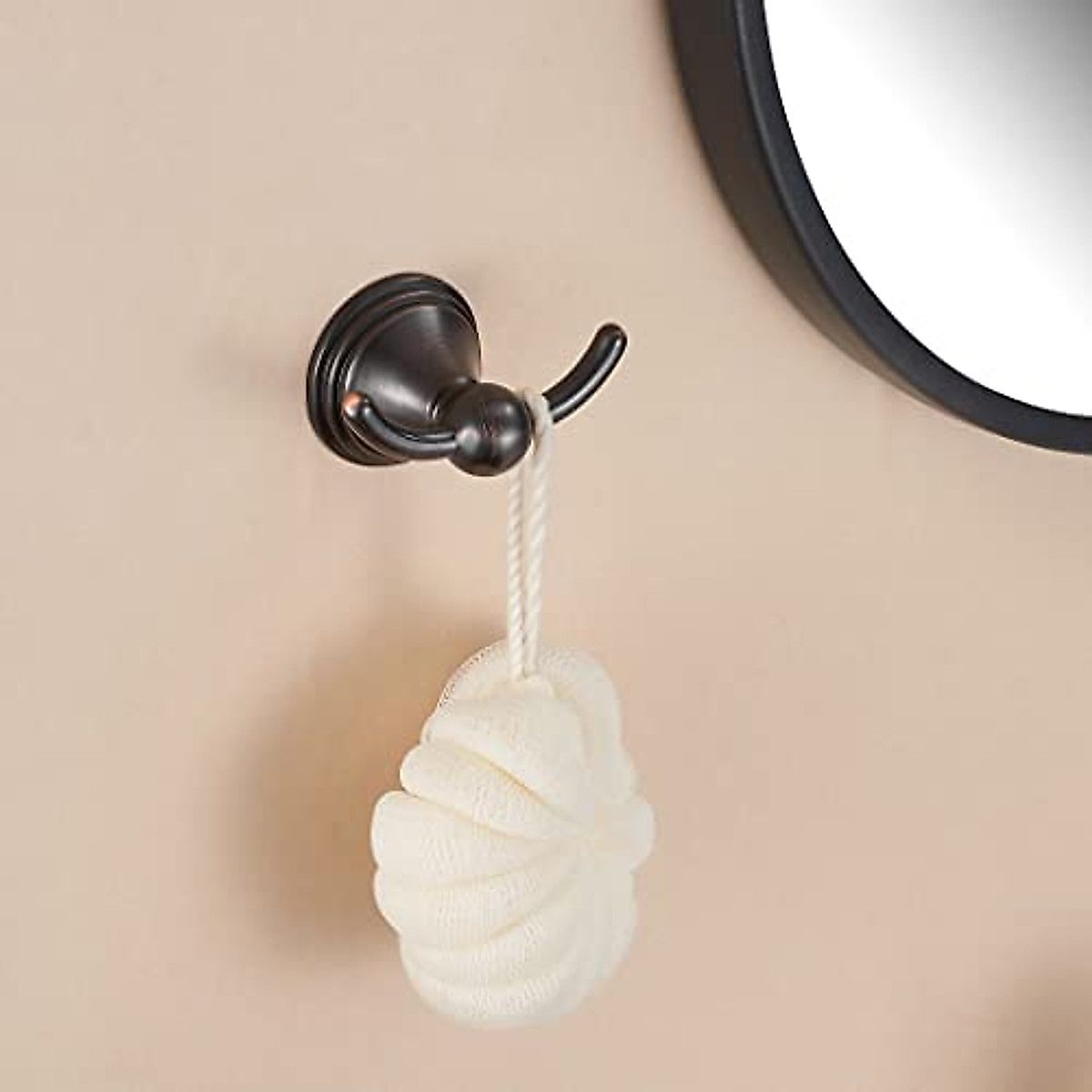 WOLIBEER Bronze Towel Hooks,Bathroom Coat Hook Oil Rubbed Bronze,Farmhouse Robe Wall Hook Double Hanger Wall Mounted 2 Pack Bath Accessories