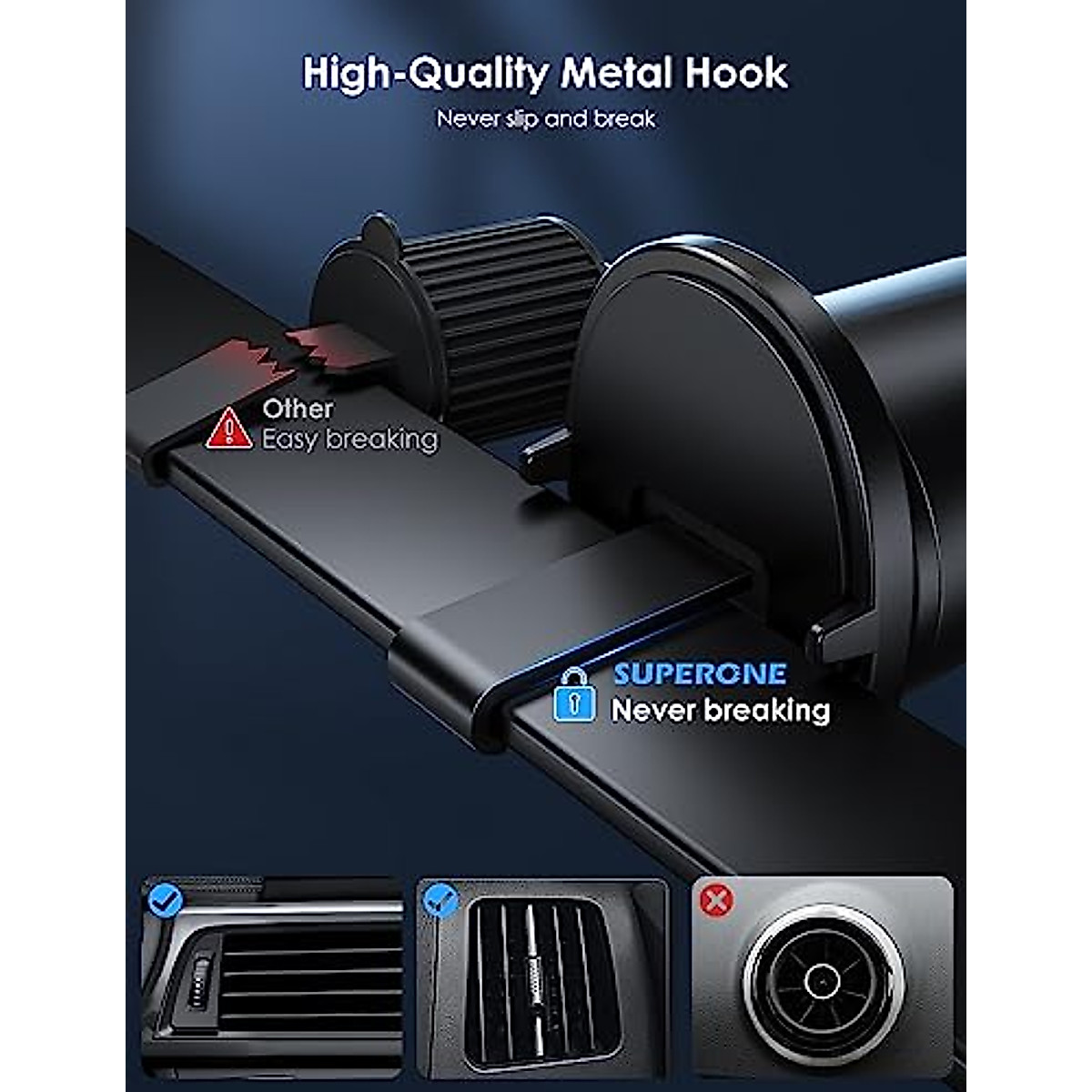 SUPERONE for MagSafe Car Mount Charger, MagSafe Wireless Car Charger 15W Fast Charging Magnetic Phone Holder [2024 Upgraded Strongest Magnet] Only for iPhone 15 14 13 12 Pro Max Plus Mini MagSafe Case