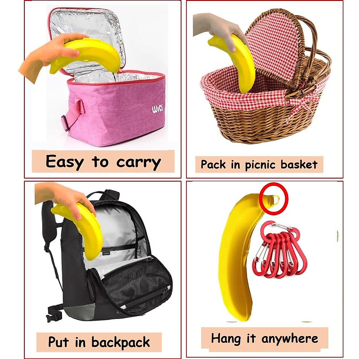 Banana Keeper On The Go Outdoor Travel Case BPA-Free Fruit Protector Saver Portable Banana Holder for Lunch Boxes Cute Carrier Storage Box 2 Pack Yellow (Banana Keeper)