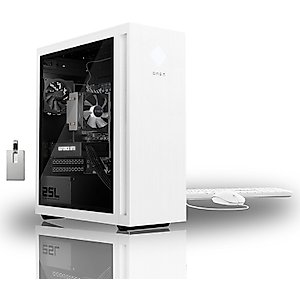 HP OMEN 25L Gaming Desktop, AMD Ryzen 5 5600G, NVIDIA GeForce GTX 1660 Super 6G GDDR6, 32GB DDR4 RAM, 1TB PCIe SSD + 1TB HDD, Wi-Fi 6, Bluetooth 5.0, Win 11 Pro, White, 32GB Hotface USB Card