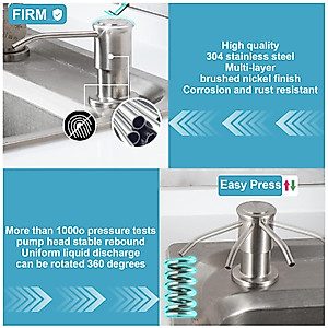 1 Pcs Sink Soap Dispenser Pump Set, Built-in Soap Dispenser for Kitchen Sink, Countertop Under Sink Soap Dispenser with 47in Extension+3.2in Spout+17oz Bottle,Longer Thread Shaft,Without Large Bottle