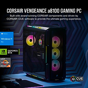 Corsair Vengeance a8100 Series Gaming PC - Liquid Cooled AMD Ryzen 9 7950X CPU - NVIDIA GeForce RTX 4090 GPU - 4TB (2X 2TB) M.2 SSD - 64GB Dominator Platinum RGB DDR5 Memory - Black