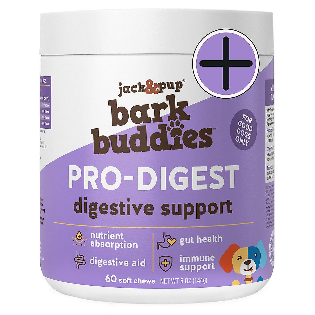 Jack&Pup Bundle - Bully Sticks + Pro-Digest Supplements | 6-Inch Odor Free [Thick Size] Bully Sticks (5 Pack) | Pro-Digest Probiotics for Dogs (60 Chews)