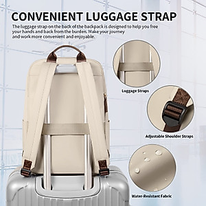 GOLF SUPAGS Laptop Backpack with Separate Laptop Compartment Water Resistant Computer Backpacks Fits 15 Inch Notebook Travel Work Bags for Women (Apricot)