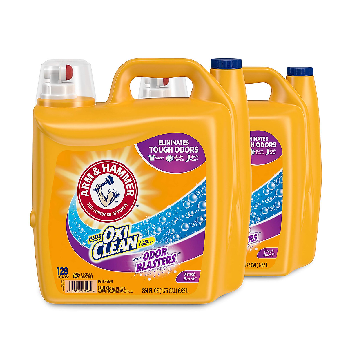 Arm & Hammer Plus Oxiclean Odor Blasters Fresh Burst, Liquid Laundry Detergent, 224 Fl Oz - Pack of 2