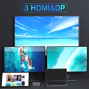 USB C Docking Station,18 in 1 Quadruple Display Docking Station with 4K HDMI+SSD Enclosure+DP Display+Ethernet+USB+SD for MacBook Pro/Air, Surface Pro 7, Dell XPS 13, More Thunderbolt 3 Laptops