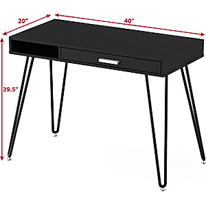 SHW Home Office Computer Hairpin Leg Desk with Drawer, Black
