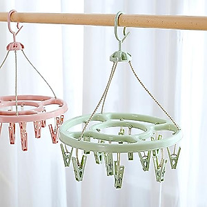 Ankexin Folding Clothes Drying Rack 24 Windproof Clips Collapsible Laundry Drying Rack Space Saver Clothes Rack for Bathroom