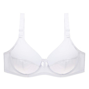 JFLYOU-Bra for Women,New Large Smooth Bra Comfortable Cooling Ladies Bra Adjustment Underwear(White,85E)