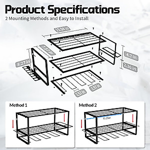 3-Tier Power Tool Organizer, Wall Mount Tool Holder with Charging Station, 4 Drill Holder Heavy Duty Metal Tool Shelf for Tool Storage Garage Workshop Tool Rooms