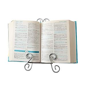 Heavy Duty Metal Artisan Curved Book Stand, Picture Frame Stand, Plaque Stand, Cook Book Stand, Silver