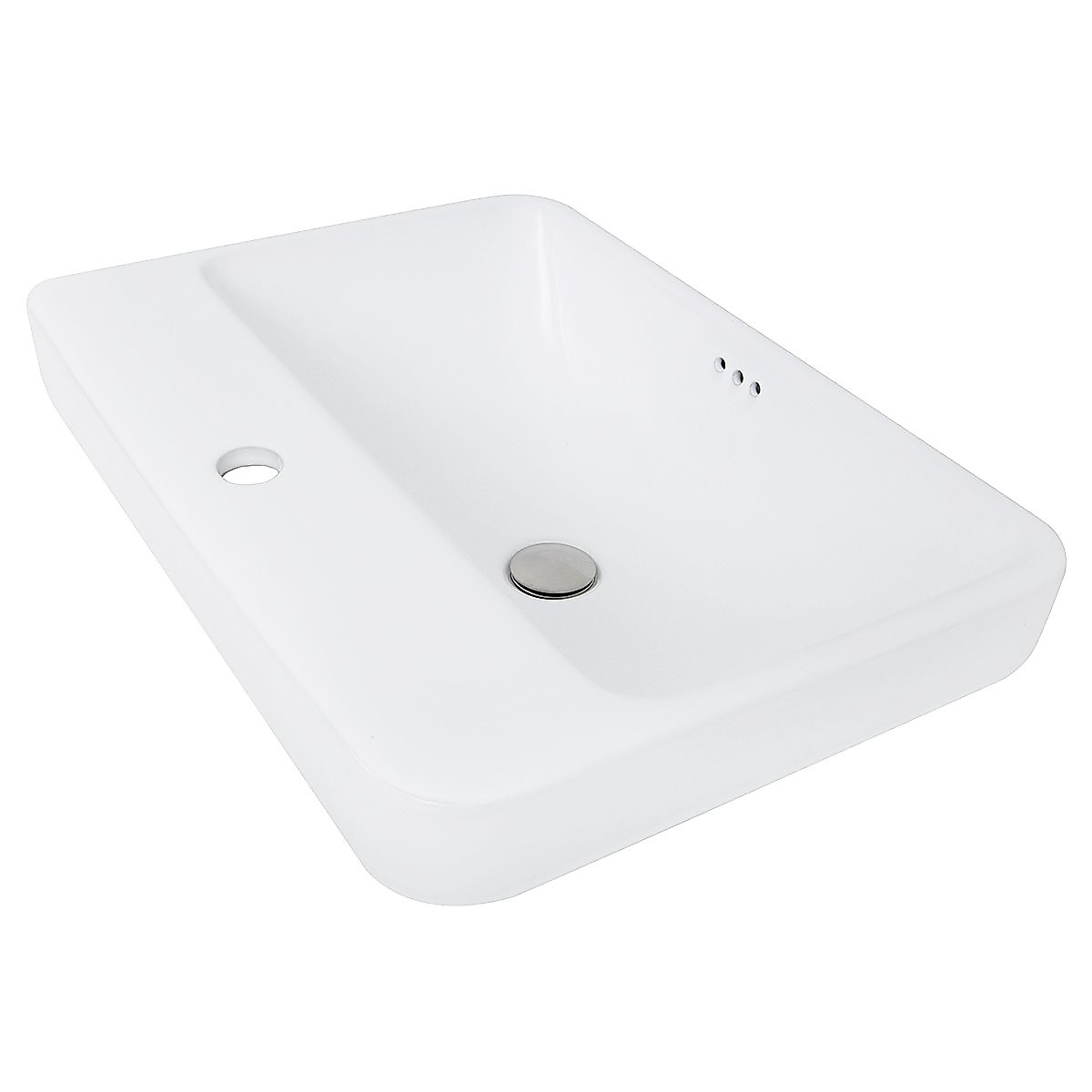 Nantucket Sinks DI-2317-R1 1-Hole Rectangular Drop-in Ceramic Vanity Sink, 23"