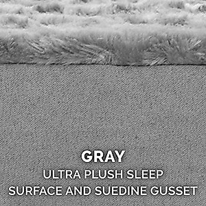 Furhaven Large Pillow Dog Bed Ultra Plush Faux Fur & Suede Mattress w/ Removable Washable Cover - Gray, Large