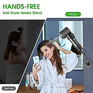 LAWANVA Hair Dryer Holder Stand, Wall Mount and Table Mount, Hands-Free Detachable Blow Dryer Holder Stand, Shower Caddy Bathroom Accessories