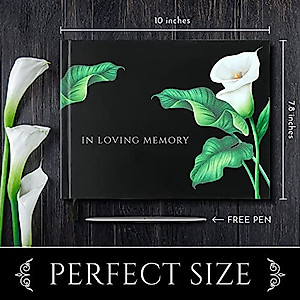 Houseware Homes funeral guest book for memorial service - Floral Designed - celebration of life guest book for funeral - This memorial guests book is the art of loving - With silver pen & pen holder |