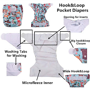 Baby Pocket Cloth Diaper Nappy Hook and Loop (Pineapples)