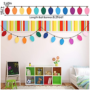 4 Pieces Colorful Garland Banner Felt Balls Garland Tassel Triangle Flags Light Bulb Banners for Christmas Holiday Wedding Party Wall Decorations