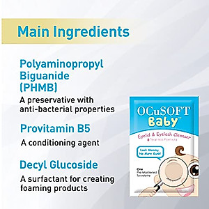 OCuSOFT Baby Eyelid and Eyelash Cleanser, Pre-Moistened Towelette, White/Blue 20 Count