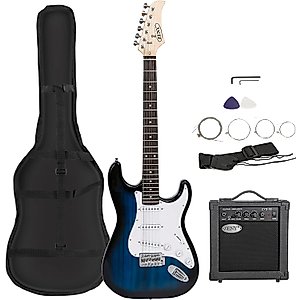 ZENY 39" Full Size Electric Guitar with Amp, Case and Accessories Pack Beginner Starter Package, Blue Ideal Christmas Thanksgiving Holiday Gift