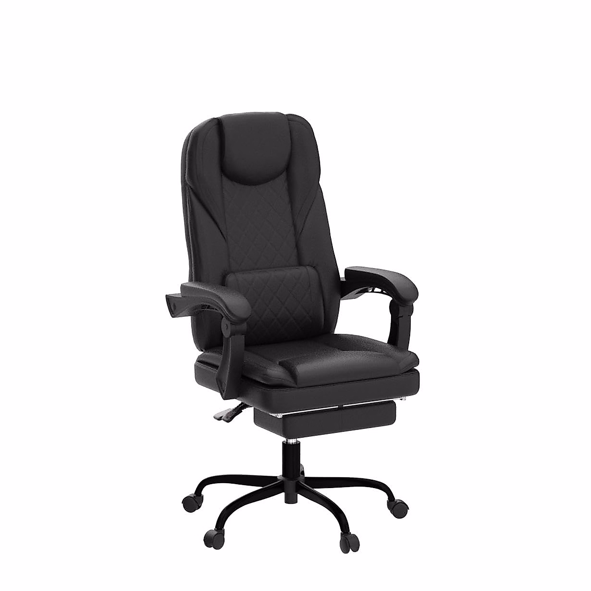 Guessky Executive Office Chair, Big and Tall Office Chair with Foot Rest Reclining Leather Chair, High Back Ergonomic Home Office Desk Chair(Black)