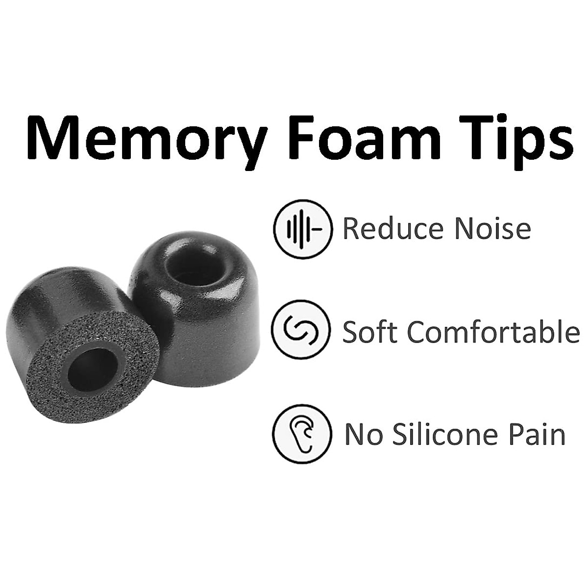 A-Focus WF-1000XM4 Case Ear Tips Kit, Silicone Cover 3 Pairs Memory Foam Noise Reduce Comfortable EarTips with Carabiner Accessories Set Compatible with Sony WF-1000XM4 Black