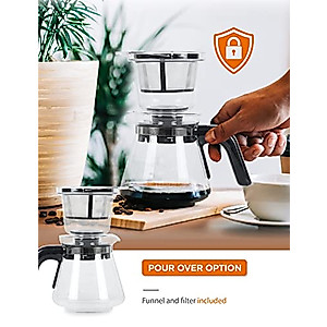 Commercial Chef Coffee Maker, Drip Coffee Maker with Pour Over Filter, 5 Cup Coffee Maker with 0.75L Water Tank, Brews in 6 Minutes