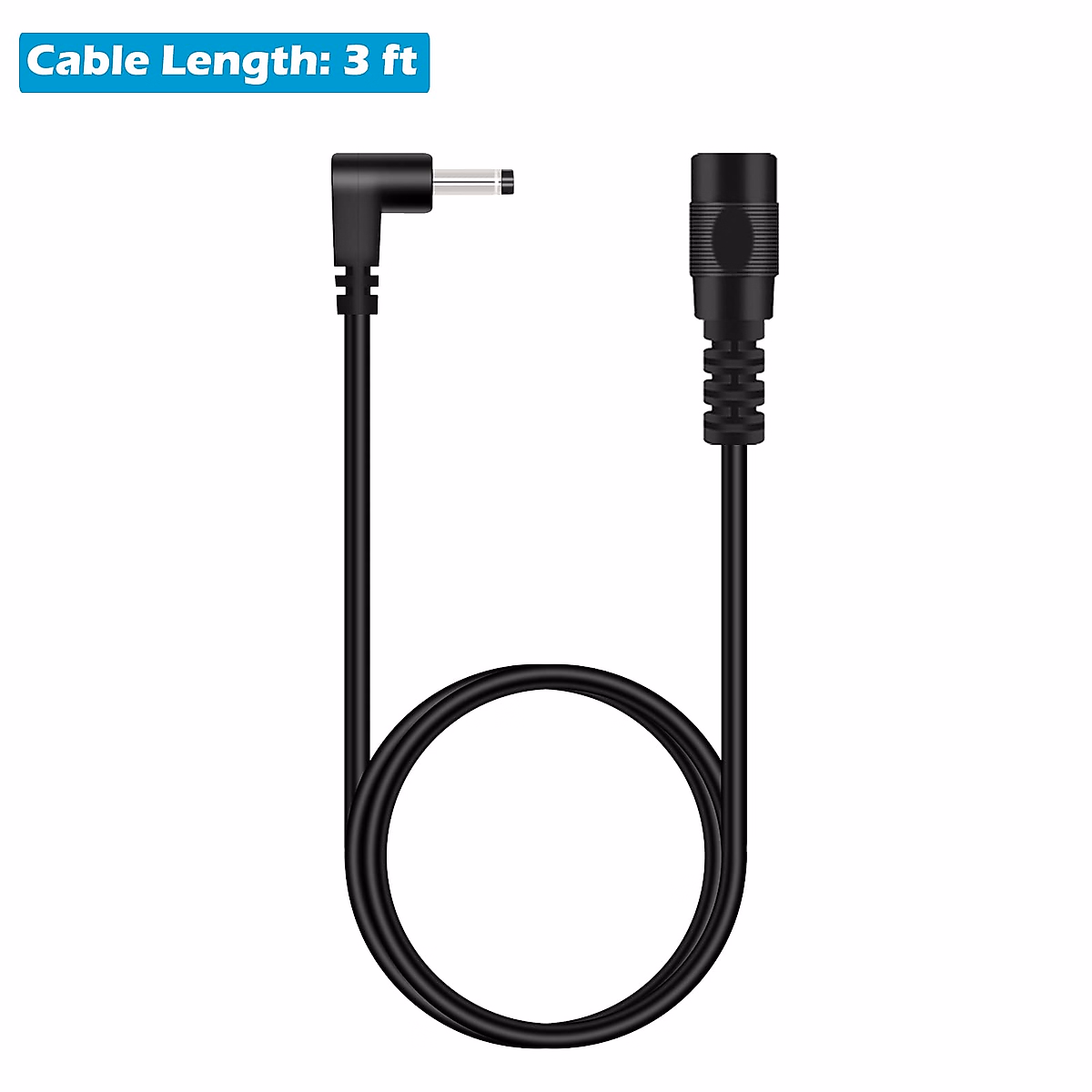 Fancasee (2 Pack 3 ft 3.5mm x 1.35mm DC Power Extension Cable 90 Degree Right Angle Male to Female Plug Adapter Extension Cord for IP Camera CCTV Surveillance Security Camera LED Strip DVR Router