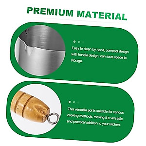 GRIRIW Stainless Steel Pancake Pan Milk Pan Small Saucepan Chocolate Melting Pot Warmer Butter Non Soup Wamer Pan Oil Boil Pan Small Egg Frying Pan Coffee Pot Chocolate Boiler Pot Wooden