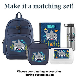 Let's Make Memories Navy Graphic Backpack - Personalized Back to School - Shark