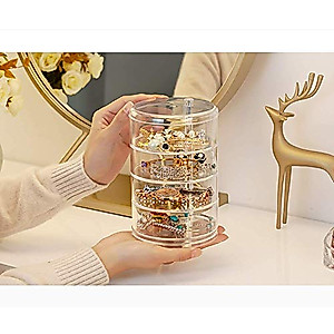Stratalife Hair Accessories Organizer Acrylic Jewelry Organizer Hair Tie Container Small Jewelry Box 4 Layers Storage Box Hair Accessory Container Rotatable Organizer Drawer for Women Girls
