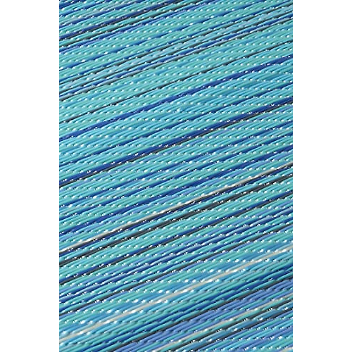 FH Home Outdoor Camping Rug - Waterproof, Fade Resistant, Reversible - Premium Recycled Plastic - Striped - Large Patio, Deck, Sunroom, RV - Havana - Turquoise - 9 x 12 ft Foldable