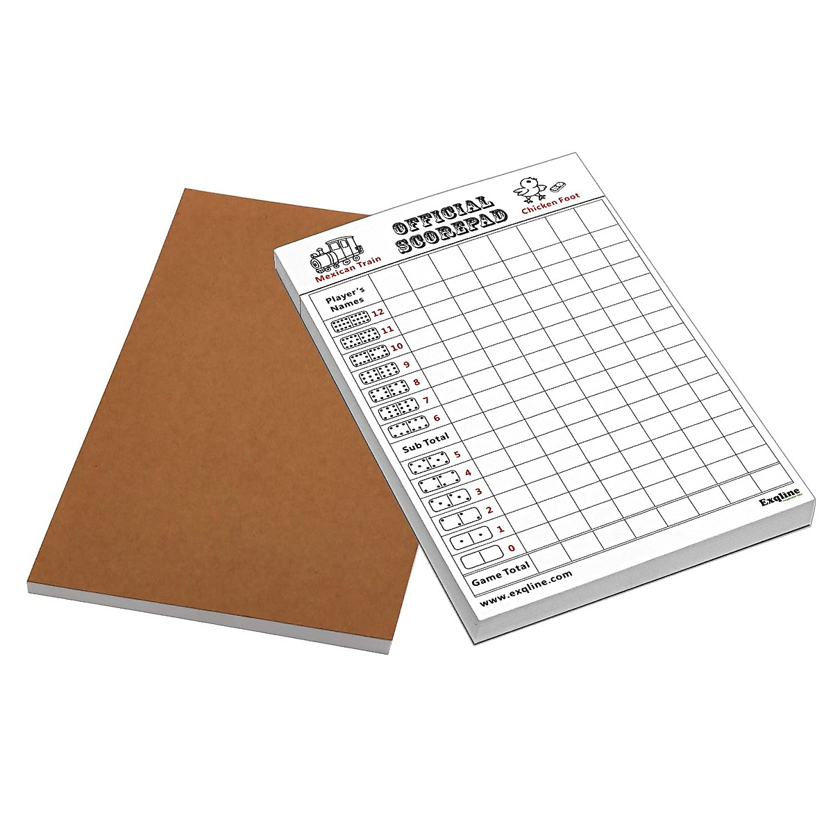 Exqline Mexican Train Score Pads, 70 Sheets Dominoes Chicken Foot and Mexican Train Score Sheets 8.3'' X 5.5'' Well-Made Large Size Paper Record Clearly and Easy to Read for Travel Gamenight