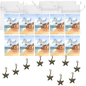 Smiling Wisdom - Bulk 10 Gift Sets - The Starfish Story - You Make a Profound Difference Employee Appreciation Greeting Card and Bronze Charm Keepsakes (10 Charms)