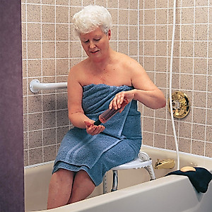 Carex Adjustable Shower Stool, Shower Chair for Inside Shower, Bath and Shower Seat – Aluminum Bath Seat - Shower Chair with Handle, 300lb Weight Capacity