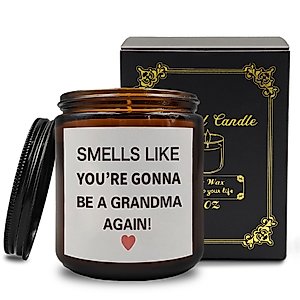 PUHEI Pregnancy Announcement Candle, Promoted Grandma Candle Gifts for Grandma, Grandam Gifts to Be, Grandma Again Announcement Gifts, Baby Announcement Candle Soy Scented Jar Candles（Vanilla Smell）