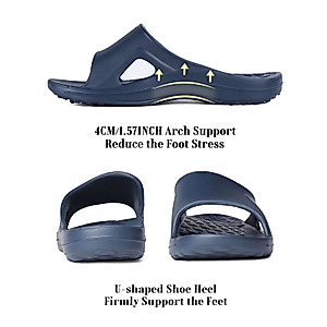 MERENCE Recovery Arch Support Slide Sandals Reduces Stress on Feet，Orthotic Plantar Fasciitis Heel，Open Toe Soft Slide Sandals for Womens Mens Beach Pool Shower Shoes Bathroom Slippers