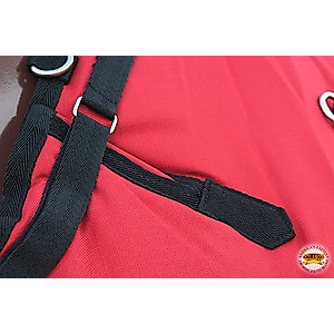 Red 78 in HILASON 600D Winter Waterproof Poly Horse Blanket Belly Wrap Red | Horse Sheet | Horse Turnout Sheet | Horse Sheets for Winter | Waterproof Turnout Sheets for Horses