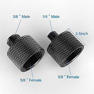 Donuts Mic Stand Adapter 5/8 to 3/8 and 5/8 to 1/4 Mic Thread Screw Adapter Combo Pack For Microphone Mounts and Stands 2 Pack Black