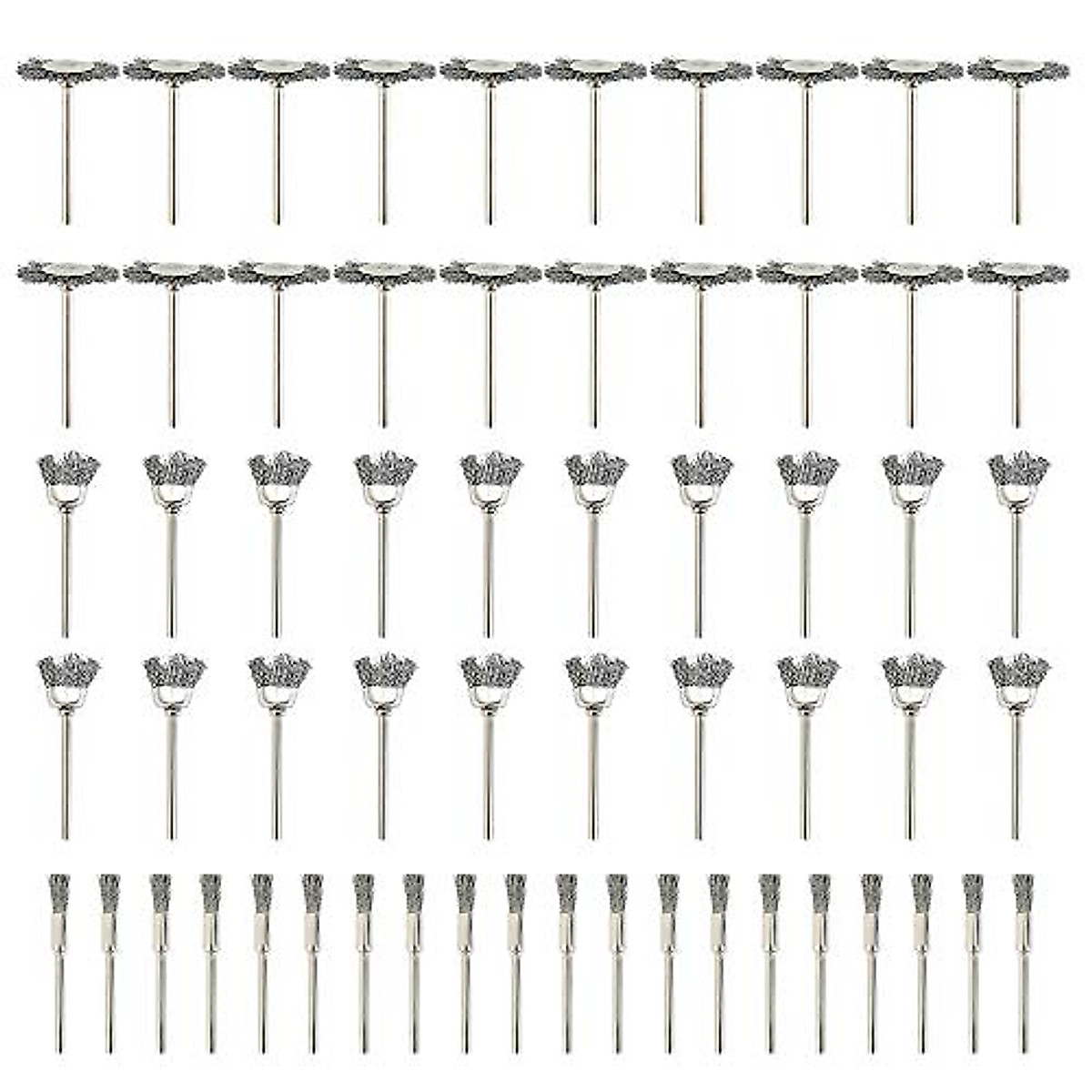 60 Pcs Wire Brushes Set, Rocaris Steel Wire Wheels Pen Brushes Set Kit Accessories for Rotary Tool