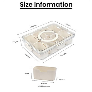 Generic Snack Box Container- Lunch Containers for Adults- Divided Serving Tray with Lid and Handle- Snack Tray Organizer- Snackle Charcuterie Boxes for, Adults, Travel, Party and Picnic., White