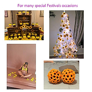 Yansanido 100 Pcs 2.8 Inch (7cm) 2 Layer Petals Artificial Sunflower Heads for Home, Office and Wedding Decoration